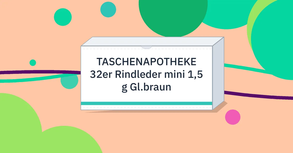 Symbolbild: Packung mit der Aufschrift TASCHENAPOTHEKE 32er Rindleder mini 1,5 g Gl.braun (PZN 13624216) – Verfügbarkeit und Bezug in Apotheken in Frankfurt am Main