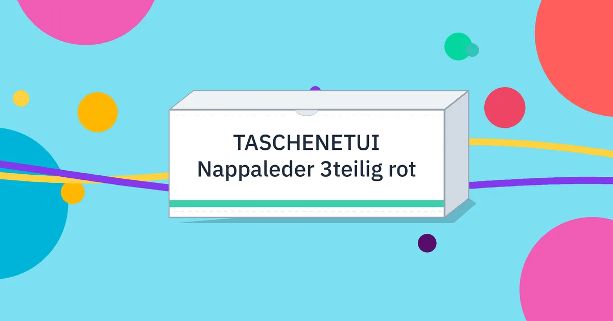 Symbolbild: Packung mit der Aufschrift TASCHENETUI Nappaleder 3teilig rot (PZN 18106963) – Verfügbarkeit und Bezug in Apotheken in Frankfurt am Main