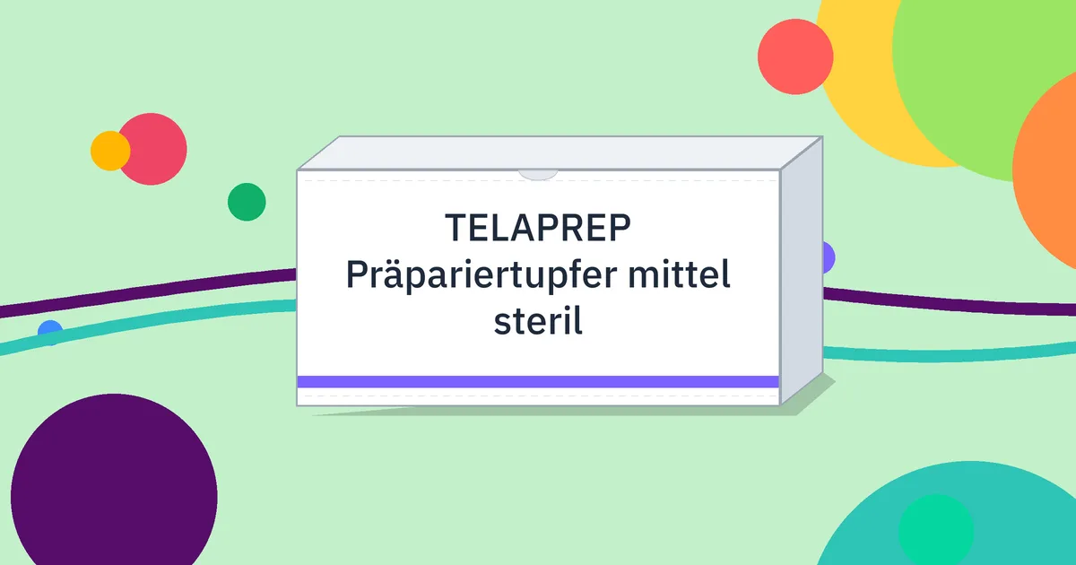 Symbolbild: Packung mit der Aufschrift TELAPREP Präpariertupfer mittel steril (PZN 06642113) – Verfügbarkeit und Bezug in Apotheken in Frankfurt am Main