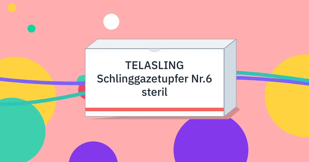 Symbolbild: Packung mit der Aufschrift TELASLING Schlinggazetupfer Nr.6 steril (PZN 03547868) – Verfügbarkeit und Bezug in Apotheken in Frankfurt am Main