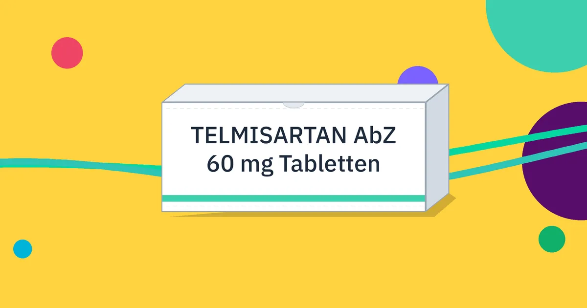 Symbolbild: Packung mit der Aufschrift TELMISARTAN AbZ 60 mg Tabletten (PZN 02179753) – Verfügbarkeit und Bezug in Apotheken in Frankfurt am Main