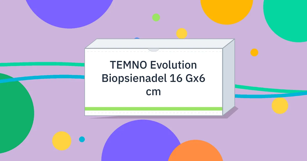 Symbolbild: Packung mit der Aufschrift TEMNO Evolution Biopsienadel 16 Gx6 cm (PZN 18765849) – Verfügbarkeit und Bezug in Apotheken in Frankfurt am Main