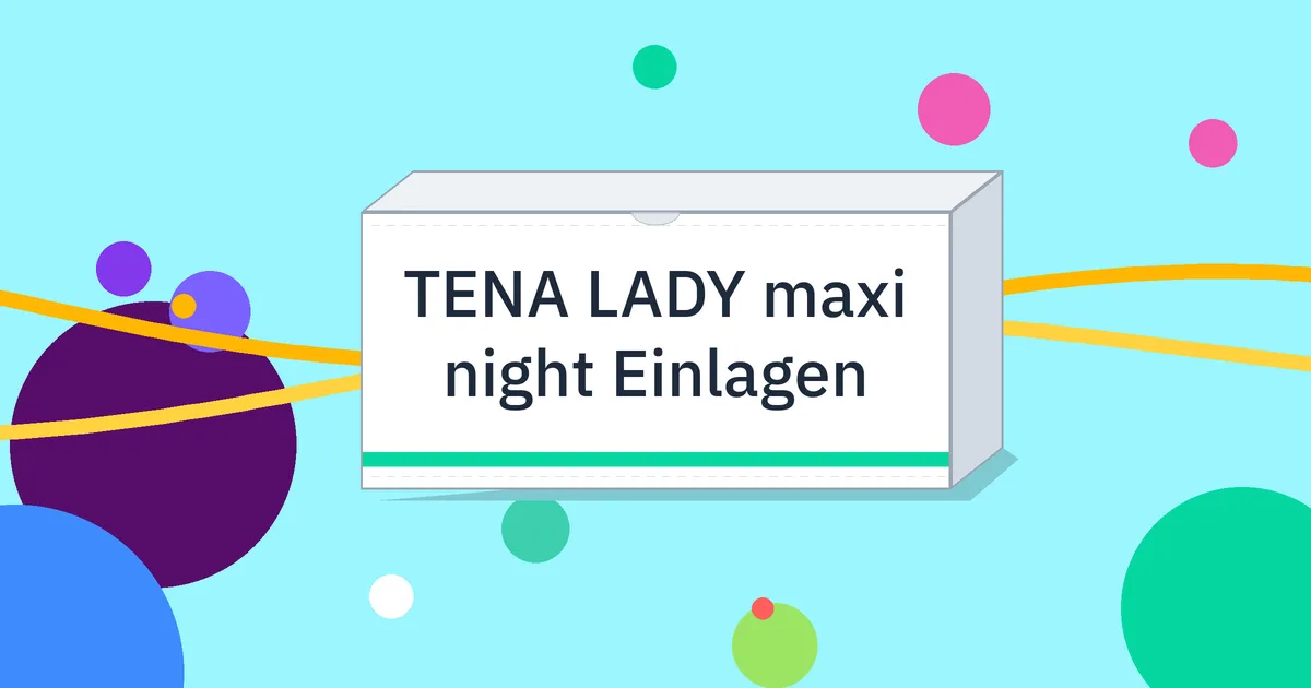 Symbolbild: Packung mit der Aufschrift TENA LADY maxi night Einlagen (PZN 06431468) – Verfügbarkeit und Bezug in Apotheken in Frankfurt am Main
