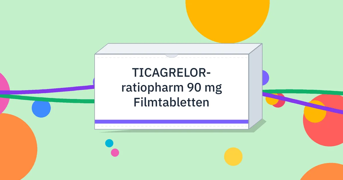 Symbolbild: Packung mit der Aufschrift TICAGRELOR-ratiopharm 90 mg Filmtabletten (PZN 19420064) – Verfügbarkeit und Bezug in Apotheken in Frankfurt am Main