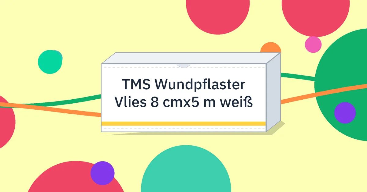 Symbolbild: Packung mit der Aufschrift TMS Wundpflaster Vlies 8 cmx5 m weiß (PZN 18316850) – Verfügbarkeit und Bezug in Apotheken in Frankfurt am Main