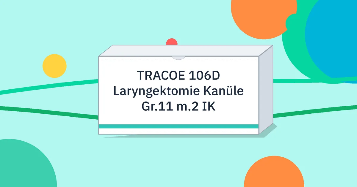 Symbolbild: Packung mit der Aufschrift TRACOE 106D Laryngektomie Kanüle Gr.11 m.2 IK (PZN 02361268) – Verfügbarkeit und Bezug in Apotheken in Frankfurt am Main
