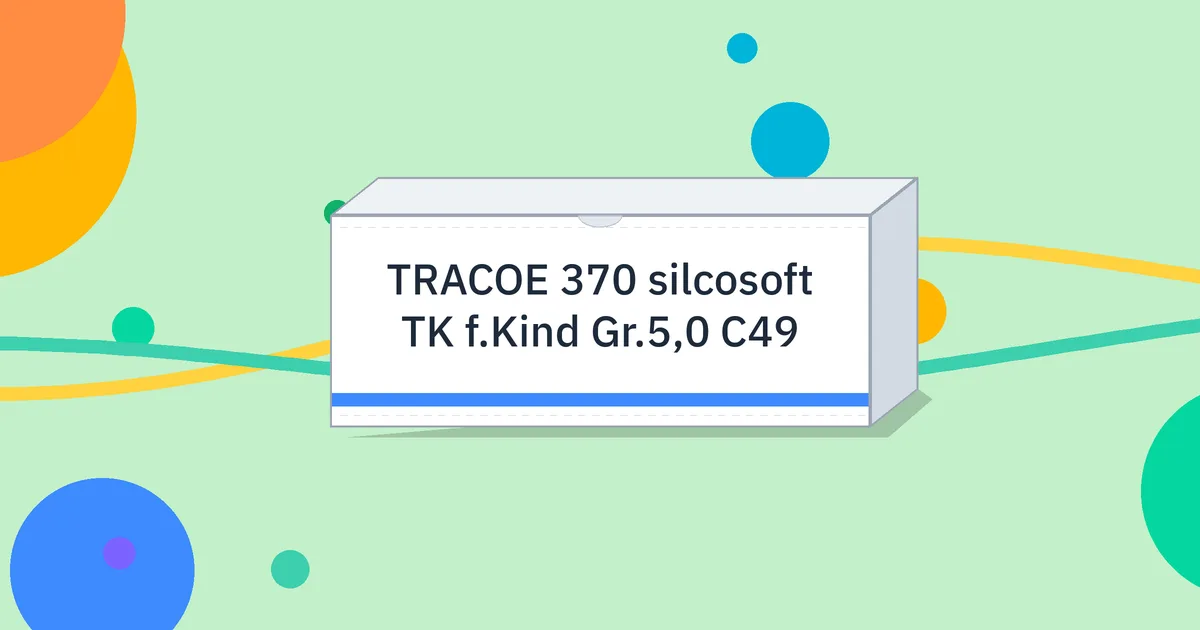Symbolbild: Packung mit der Aufschrift TRACOE 370 silcosoft TK f.Kind Gr.5,0 C49 (PZN 14314682) – Verfügbarkeit und Bezug in Apotheken in Frankfurt am Main