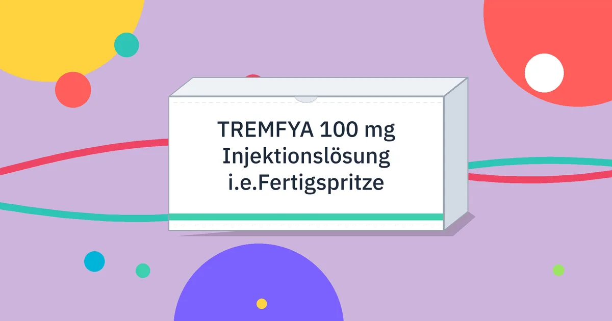 Symbolbild: Packung mit der Aufschrift TREMFYA 100 mg Injektionslösung i.e.Fertigspritze (PZN 16706268) – Verfügbarkeit und Bezug in Apotheken in Frankfurt am Main