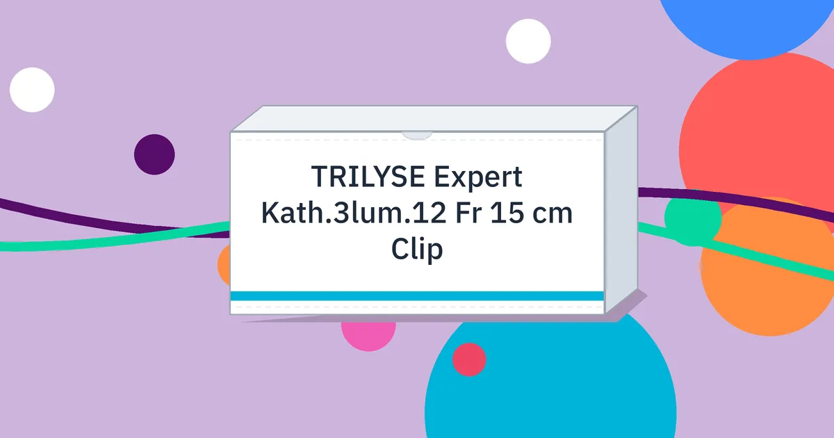 Symbolbild: Packung mit der Aufschrift TRILYSE Expert Kath.3lum.12 Fr 15 cm Clip (PZN 12872231) – Verfügbarkeit und Bezug in Apotheken in Frankfurt am Main