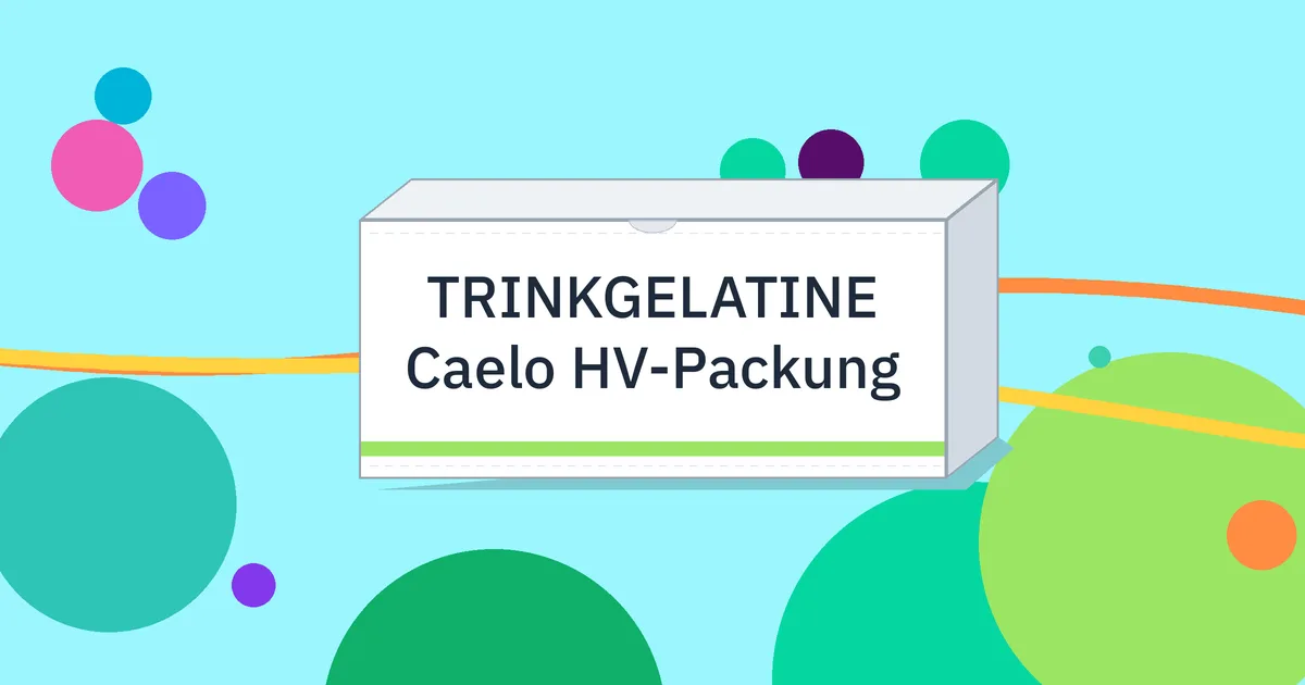 Symbolbild: Packung mit der Aufschrift TRINKGELATINE Caelo HV-Packung (PZN 07105848) – Verfügbarkeit und Bezug in Apotheken in Frankfurt am Main