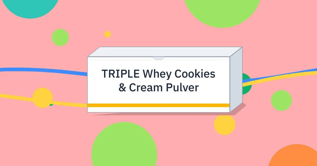 Symbolbild: Packung mit der Aufschrift TRIPLE Whey Cookies & Cream Pulver (PZN 10534464) – Verfügbarkeit und Bezug in Apotheken in Frankfurt am Main