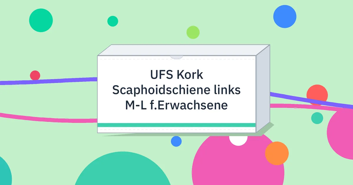 Symbolbild: Packung mit der Aufschrift UFS Kork Scaphoidschiene links M-L f.Erwachsene (PZN 04810150) – Verfügbarkeit und Bezug in Apotheken in Frankfurt am Main
