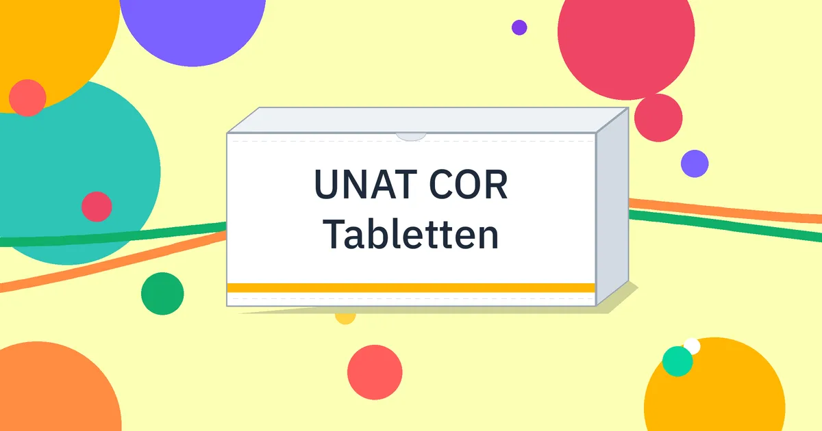 Symbolbild: Packung mit der Aufschrift UNAT COR Tabletten (PZN 04255145) – Verfügbarkeit und Bezug in Apotheken in Frankfurt am Main