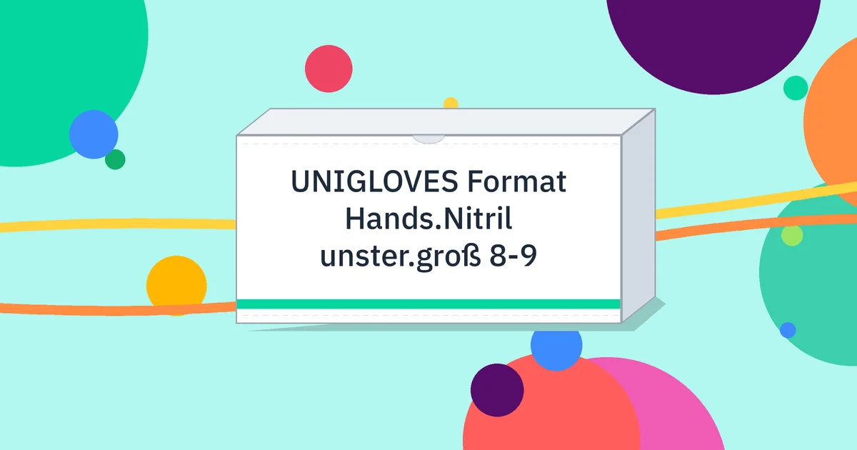 Symbolbild: Packung mit der Aufschrift UNIGLOVES Format Hands.Nitril unster.groß 8-9 (PZN 01971591) – Verfügbarkeit und Bezug in Apotheken in Frankfurt am Main