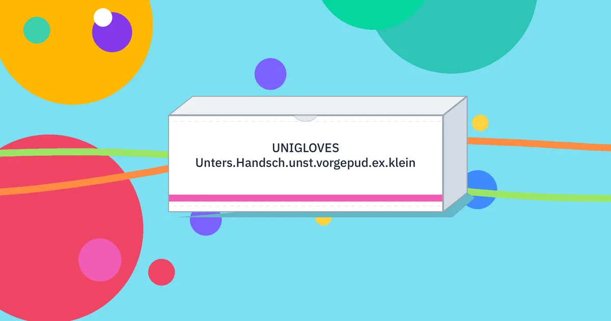 Symbolbild: Packung mit der Aufschrift UNIGLOVES Unters.Handsch.unst.vorgepud.ex.klein (PZN 07515687) – Verfügbarkeit und Bezug in Apotheken in Frankfurt am Main