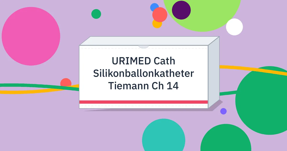 Symbolbild: Packung mit der Aufschrift URIMED Cath Silikonballonkatheter Tiemann Ch 14 (PZN 14275752) – Verfügbarkeit und Bezug in Apotheken in Frankfurt am Main