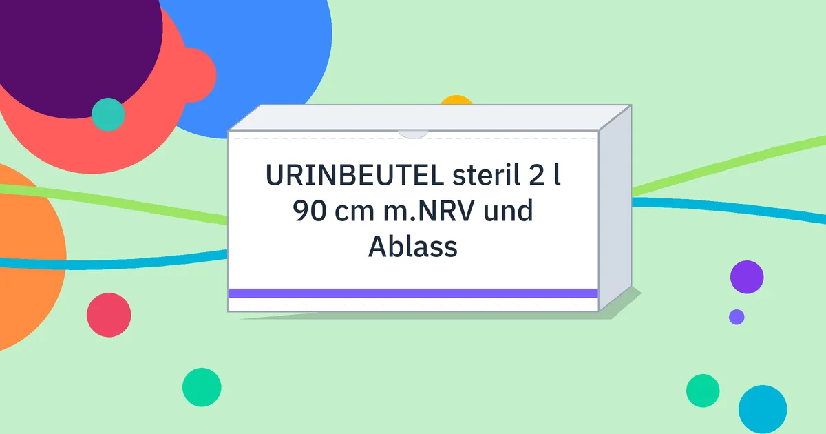 Symbolbild: Packung mit der Aufschrift URINBEUTEL steril 2 l 90 cm m.NRV und Ablass (PZN 13417411) – Verfügbarkeit und Bezug in Apotheken in Frankfurt am Main