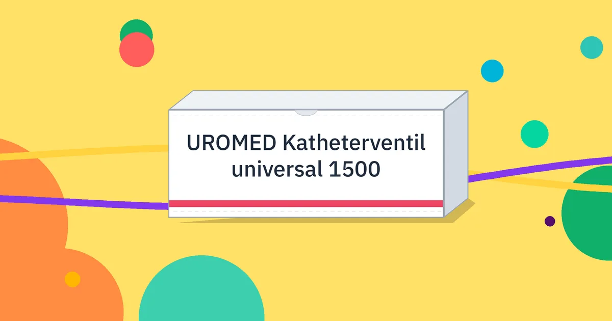 Symbolbild: Packung mit der Aufschrift UROMED Katheterventil universal 1500 (PZN 04741874) – Verfügbarkeit und Bezug in Apotheken in Frankfurt am Main