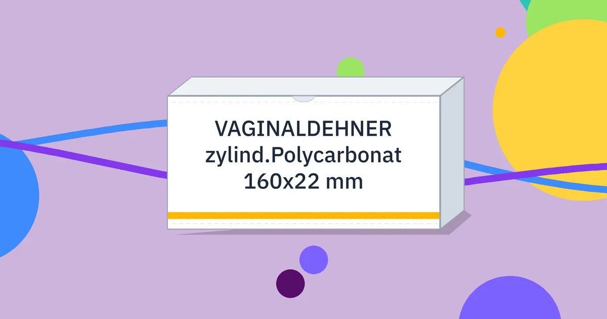 Symbolbild: Packung mit der Aufschrift VAGINALDEHNER zylind.Polycarbonat 160x22 mm (PZN 04021950) – Verfügbarkeit und Bezug in Apotheken in Frankfurt am Main