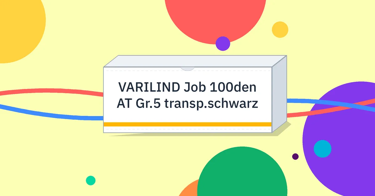 Symbolbild: Packung mit der Aufschrift VARILIND Job 100den AT Gr.5 transp.schwarz (PZN 06317465) – Verfügbarkeit und Bezug in Apotheken in Frankfurt am Main