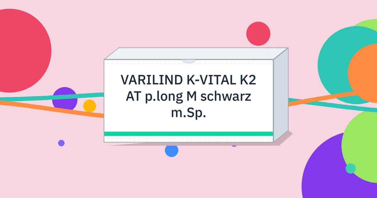 Symbolbild: Packung mit der Aufschrift VARILIND K-VITAL K2 AT p.long M schwarz m.Sp. (PZN 20562059) – Verfügbarkeit und Bezug in Apotheken in Frankfurt am Main