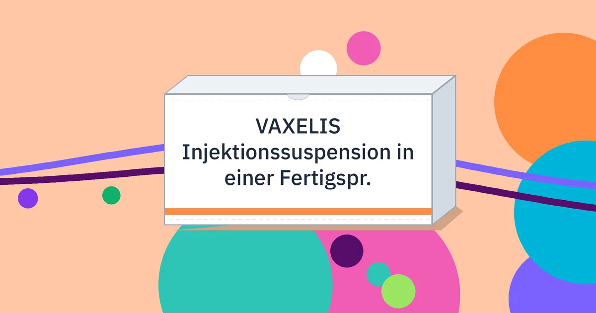 Symbolbild: Packung mit der Aufschrift VAXELIS Injektionssuspension in einer Fertigspr. (PZN 17757397) – Verfügbarkeit und Bezug in Apotheken in Frankfurt am Main