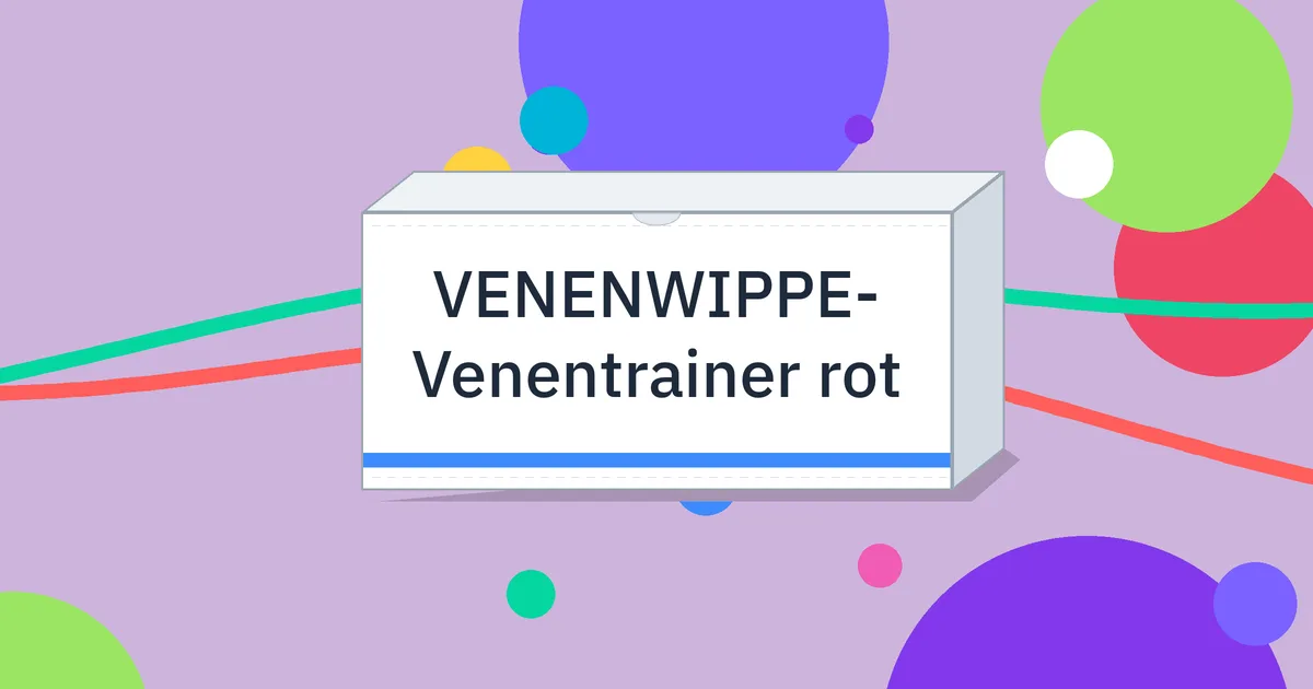 Symbolbild: Packung mit der Aufschrift VENENWIPPE-Venentrainer rot (PZN 11868919) – Verfügbarkeit und Bezug in Apotheken in Frankfurt am Main