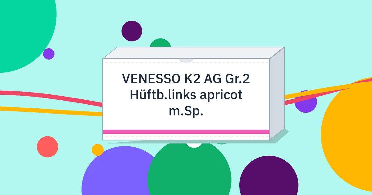 Symbolbild: Packung mit der Aufschrift VENESSO K2 AG Gr.2 Hüftb.links apricot m.Sp. (PZN 03266589) – Verfügbarkeit und Bezug in Apotheken in Frankfurt am Main