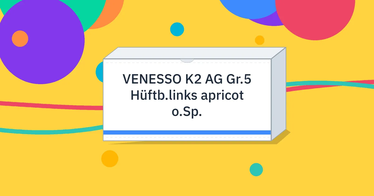 Symbolbild: Packung mit der Aufschrift VENESSO K2 AG Gr.5 Hüftb.links apricot o.Sp. (PZN 03269843) – Verfügbarkeit und Bezug in Apotheken in Frankfurt am Main