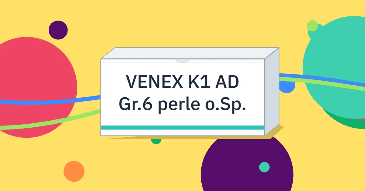 Symbolbild: Packung mit der Aufschrift VENEX K1 AD Gr.6 perle o.Sp. (PZN 03185514) – Verfügbarkeit und Bezug in Apotheken in Frankfurt am Main