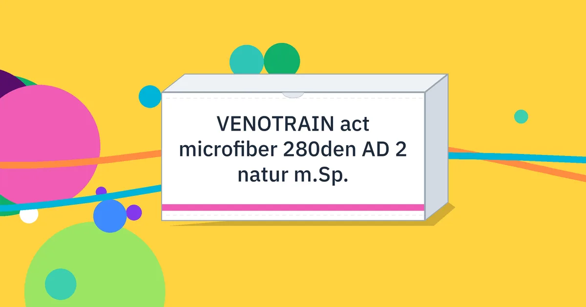 Symbolbild: Packung mit der Aufschrift VENOTRAIN act microfiber 280den AD 2 natur m.Sp. (PZN 16209363) – Verfügbarkeit und Bezug in Apotheken in Frankfurt am Main