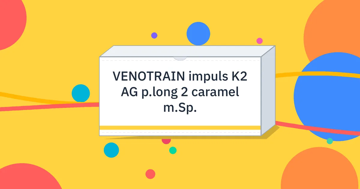 Symbolbild: Packung mit der Aufschrift VENOTRAIN impuls K2 AG p.long 2 caramel m.Sp. (PZN 00493646) – Verfügbarkeit und Bezug in Apotheken in Frankfurt am Main