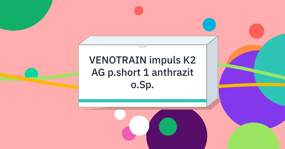 Symbolbild: Packung mit der Aufschrift VENOTRAIN impuls K2 AG p.short 1 anthrazit o.Sp. (PZN 15212676) – Verfügbarkeit und Bezug in Apotheken in Frankfurt am Main