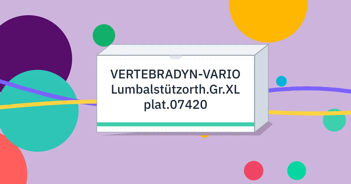 Symbolbild: Packung mit der Aufschrift VERTEBRADYN-VARIO Lumbalstützorth.Gr.XL plat.07420 (PZN 10200390) – Verfügbarkeit und Bezug in Apotheken in Frankfurt am Main