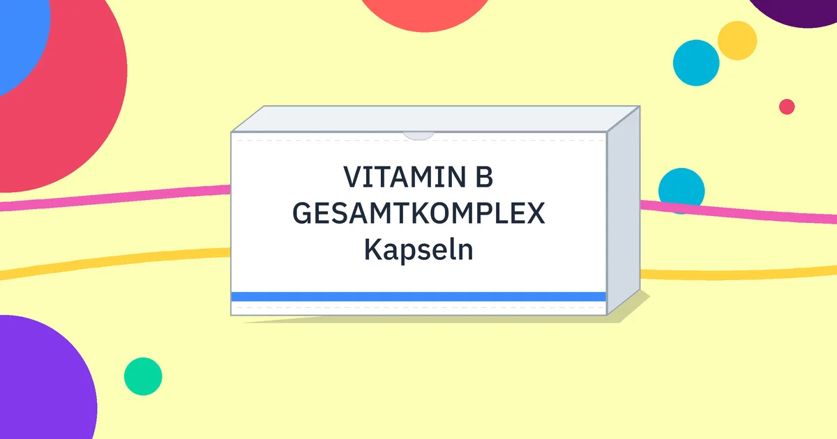 Symbolbild: Packung mit der Aufschrift VITAMIN B GESAMTKOMPLEX Kapseln (PZN 04722635) – Verfügbarkeit und Bezug in Apotheken in Frankfurt am Main