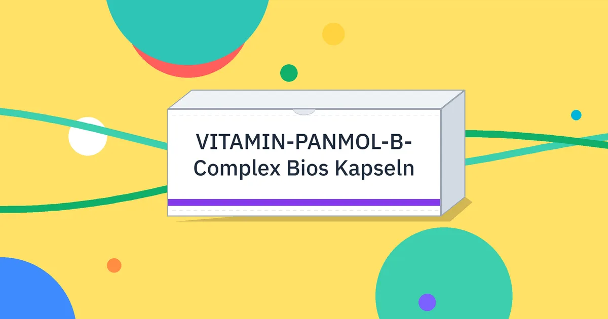 Symbolbild: Packung mit der Aufschrift VITAMIN-PANMOL-B-Complex Bios Kapseln (PZN 07318449) – Verfügbarkeit und Bezug in Apotheken in Frankfurt am Main