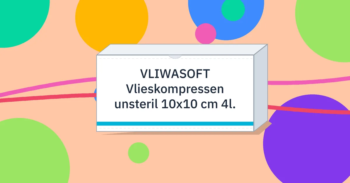 Symbolbild: Packung mit der Aufschrift VLIWASOFT Vlieskompressen unsteril 10x10 cm 4l. (PZN 19788887) – Verfügbarkeit und Bezug in Apotheken in Frankfurt am Main