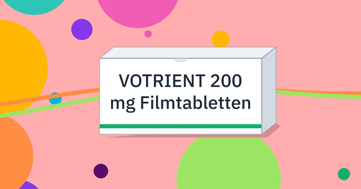 Symbolbild: Packung mit der Aufschrift VOTRIENT 200 mg Filmtabletten (PZN 09759235) – Verfügbarkeit und Bezug in Apotheken in Frankfurt am Main