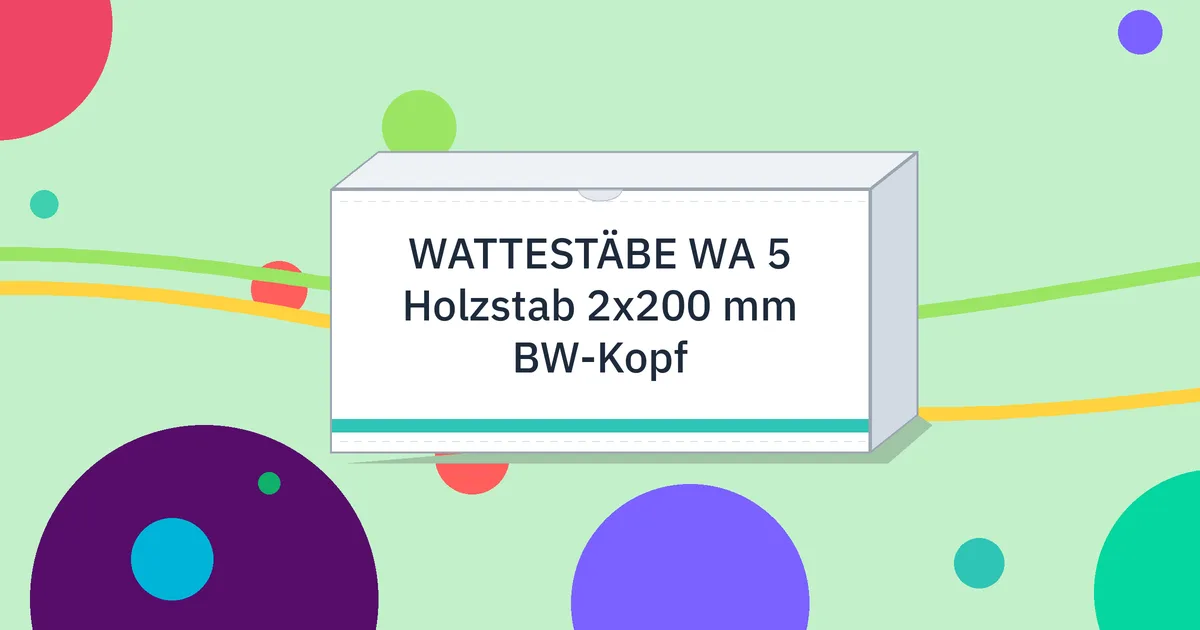 Symbolbild: Packung mit der Aufschrift WATTESTÄBE WA 5 Holzstab 2x200 mm BW-Kopf (PZN 06141635) – Verfügbarkeit und Bezug in Apotheken in Frankfurt am Main