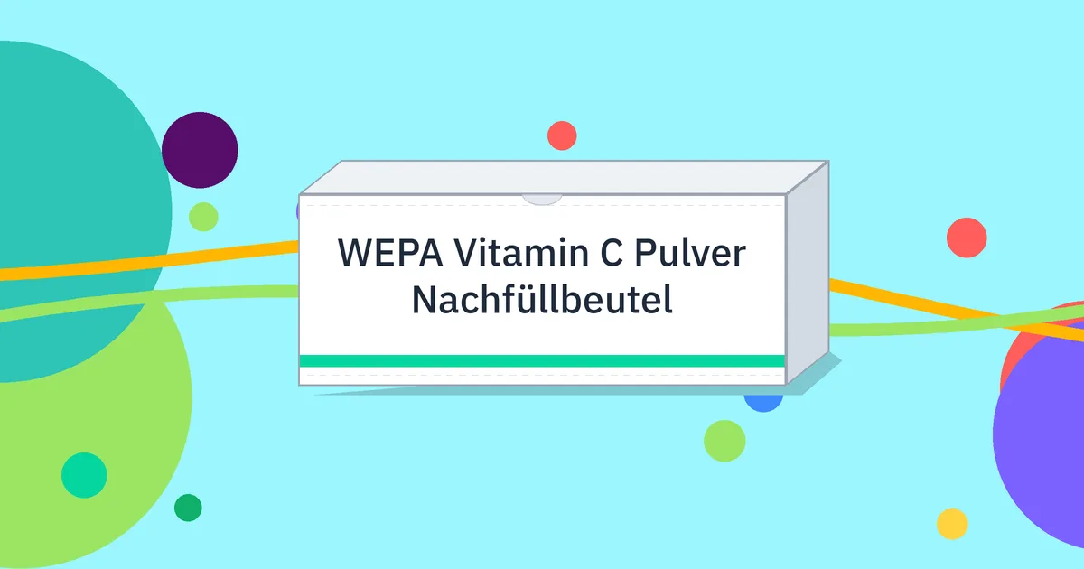 Symbolbild: Packung mit der Aufschrift WEPA Vitamin C Pulver Nachfüllbeutel (PZN 17935060) – Verfügbarkeit und Bezug in Apotheken in Frankfurt am Main