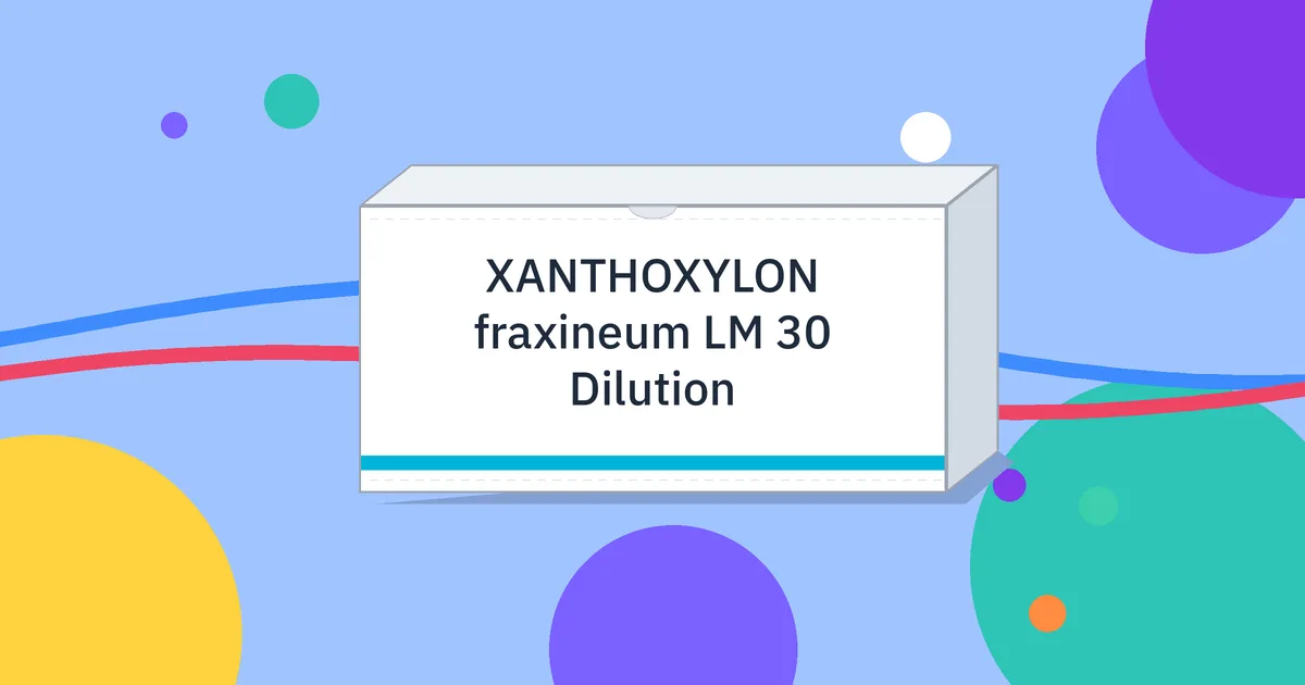 Symbolbild: Packung mit der Aufschrift XANTHOXYLON fraxineum LM 30 Dilution (PZN 13784598) – Verfügbarkeit und Bezug in Apotheken in Frankfurt am Main