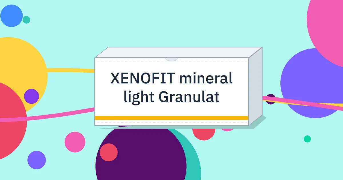 Symbolbild: Packung mit der Aufschrift XENOFIT mineral light Granulat (PZN 01463280) – Verfügbarkeit und Bezug in Apotheken in Frankfurt am Main