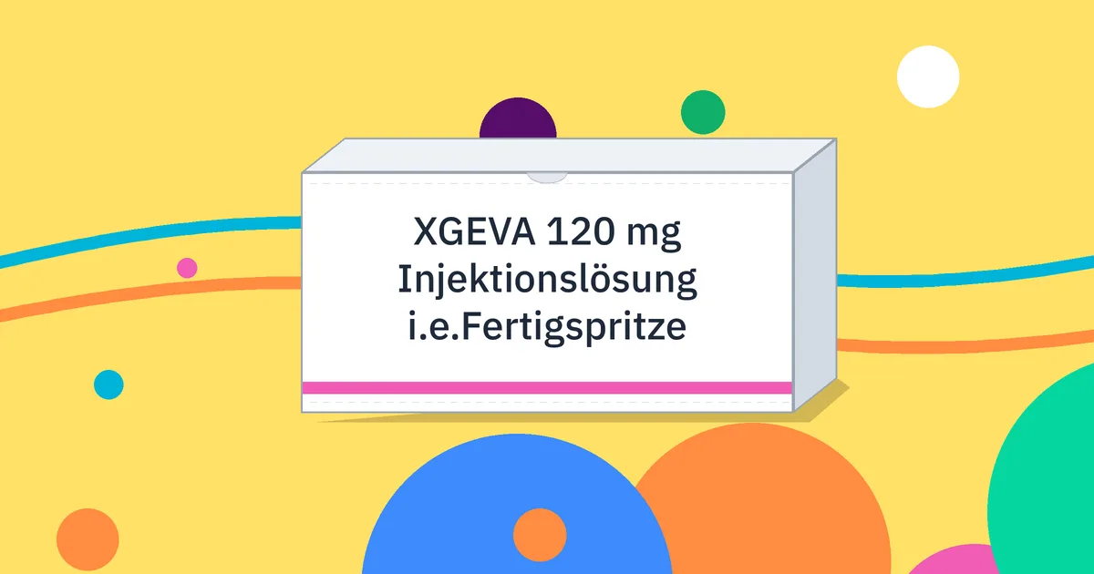 Symbolbild: Packung mit der Aufschrift XGEVA 120 mg Injektionslösung i.e.Fertigspritze (PZN 19404527) – Verfügbarkeit und Bezug in Apotheken in Frankfurt am Main