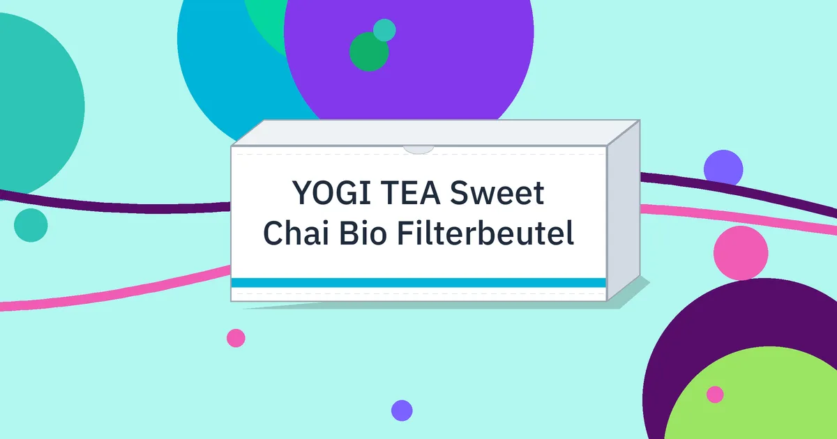 Symbolbild: Packung mit der Aufschrift YOGI TEA Sweet Chai Bio Filterbeutel (PZN 09687702) – Verfügbarkeit und Bezug in Apotheken in Frankfurt am Main
