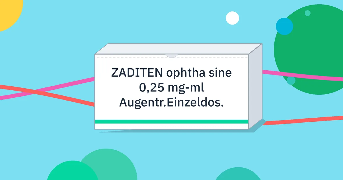 Symbolbild: Packung mit der Aufschrift ZADITEN ophtha sine 0,25 mg-ml Augentr.Einzeldos. (PZN 01478293) – Verfügbarkeit und Bezug in Apotheken in Frankfurt am Main