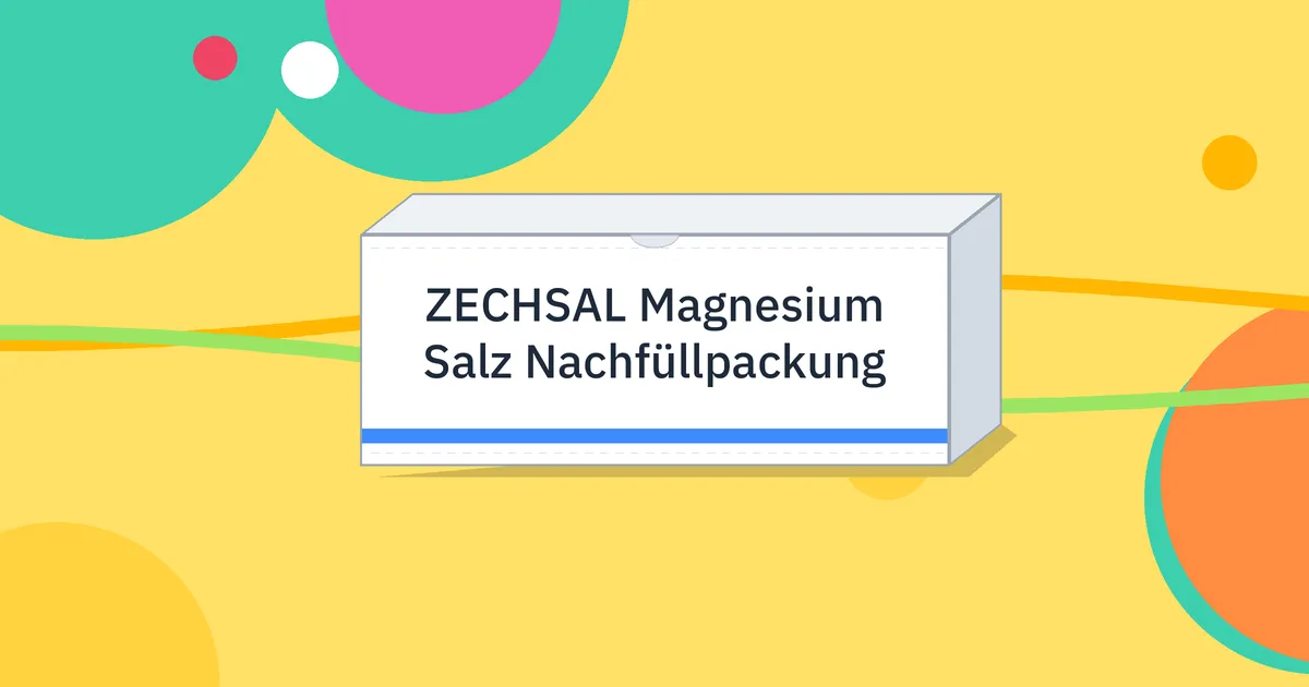 Symbolbild: Packung mit der Aufschrift ZECHSAL Magnesium Salz Nachfüllpackung (PZN 16235780) – Verfügbarkeit und Bezug in Apotheken in Frankfurt am Main