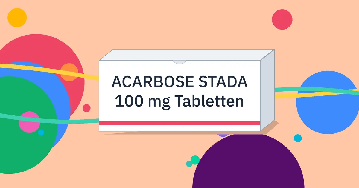 Symbolbild: Packung mit der Aufschrift ACARBOSE STADA 100 mg Tabletten (PZN 17827695) – Verfügbarkeit und Bezug in Apotheken in Frankfurt am Main