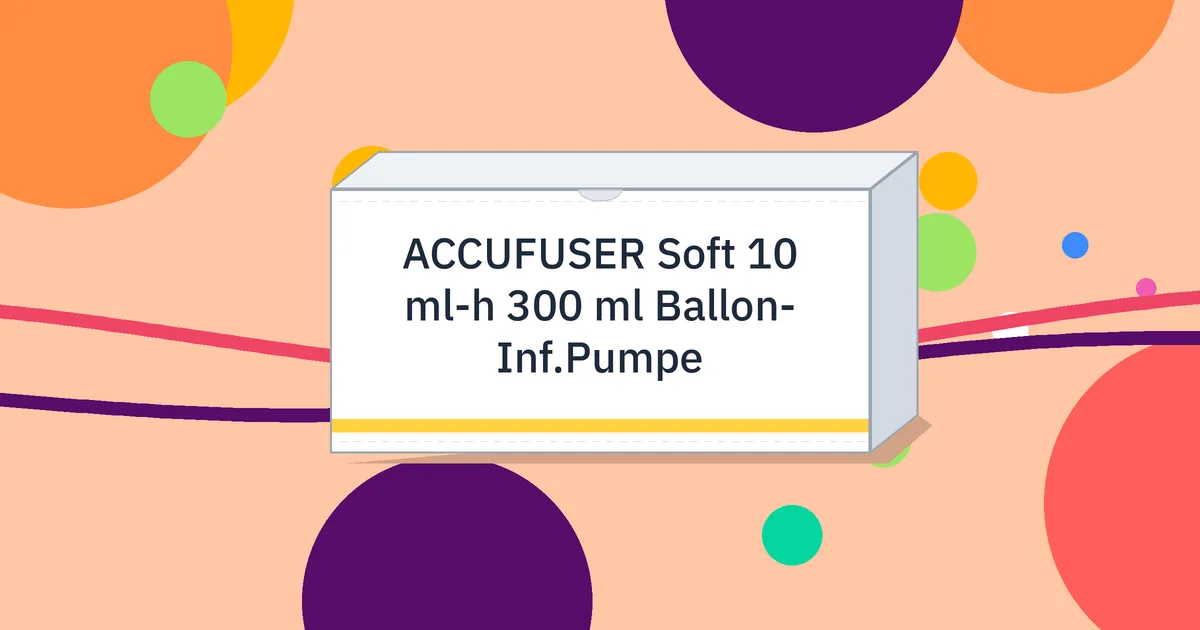 Symbolbild: Packung mit der Aufschrift ACCUFUSER Soft 10 ml-h 300 ml Ballon-Inf.Pumpe (PZN 19901042) – Verfügbarkeit und Bezug in Apotheken in Frankfurt am Main