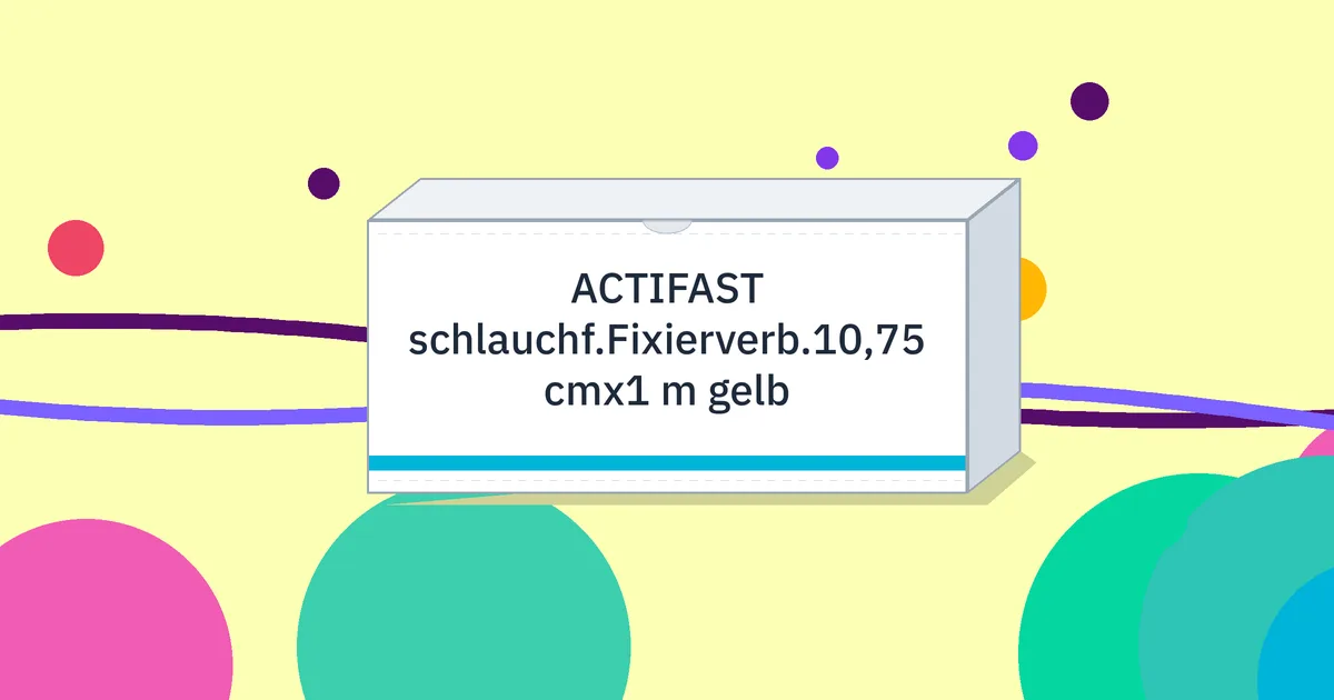 Symbolbild: Packung mit der Aufschrift ACTIFAST schlauchf.Fixierverb.10,75 cmx1 m gelb (PZN 19453201) – Verfügbarkeit und Bezug in Apotheken in Frankfurt am Main