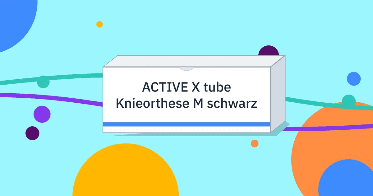 Symbolbild: Packung mit der Aufschrift ACTIVE X tube Knieorthese M schwarz (PZN 11557740) – Verfügbarkeit und Bezug in Apotheken in Frankfurt am Main